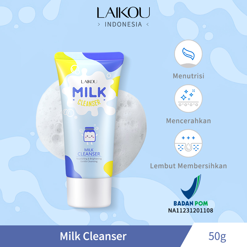 Jual BPOM LAIKOU Milk Brightening Facial Wash Membersihkan Pori Busa ...