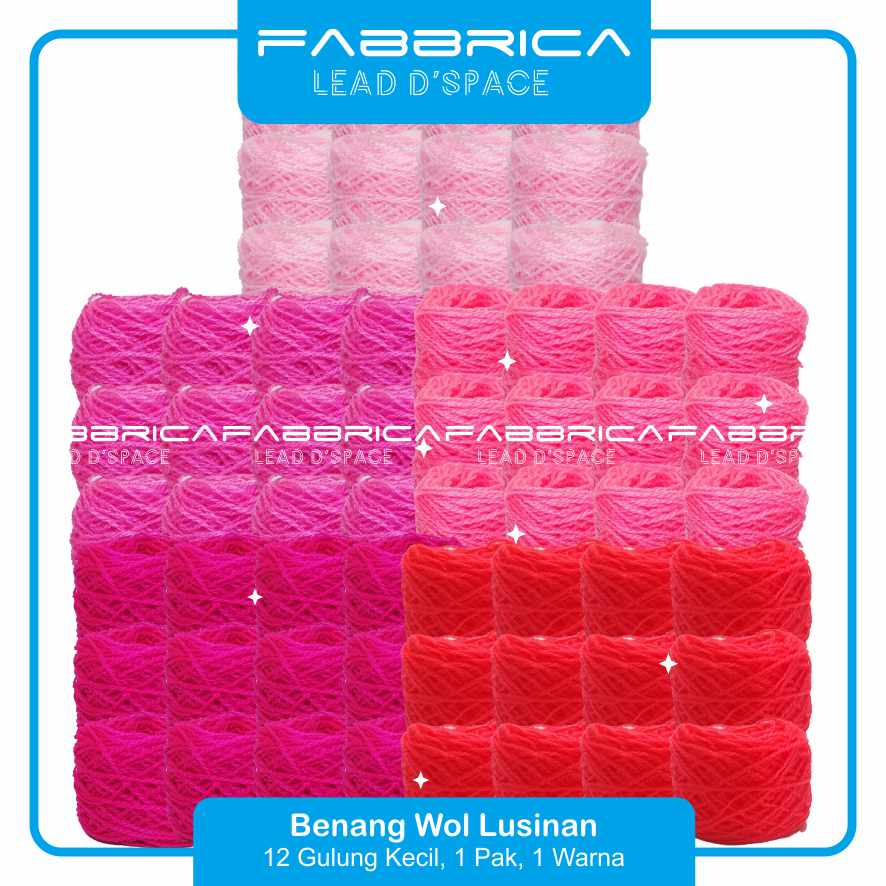 Jual Fabbrica - Benang Wol Vonel Lusinan 12pcs Kecil Pink Benang Wool ...