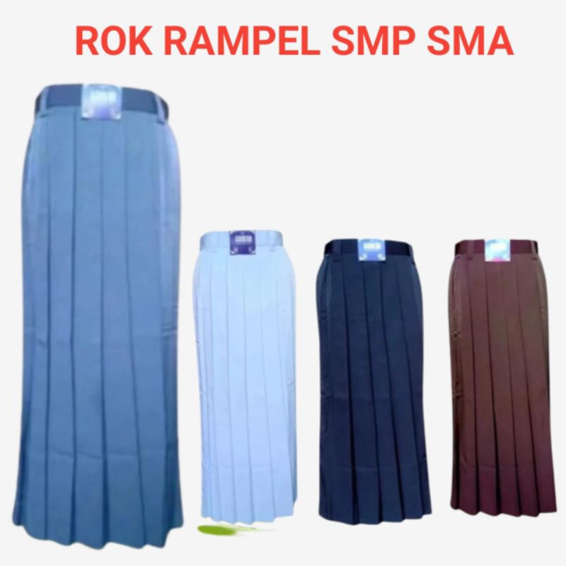 Jual ROK RAMPEL SEKOLAH SMP SMA PUTIH HITAM ABU -ABU BIRU PANJANG ...