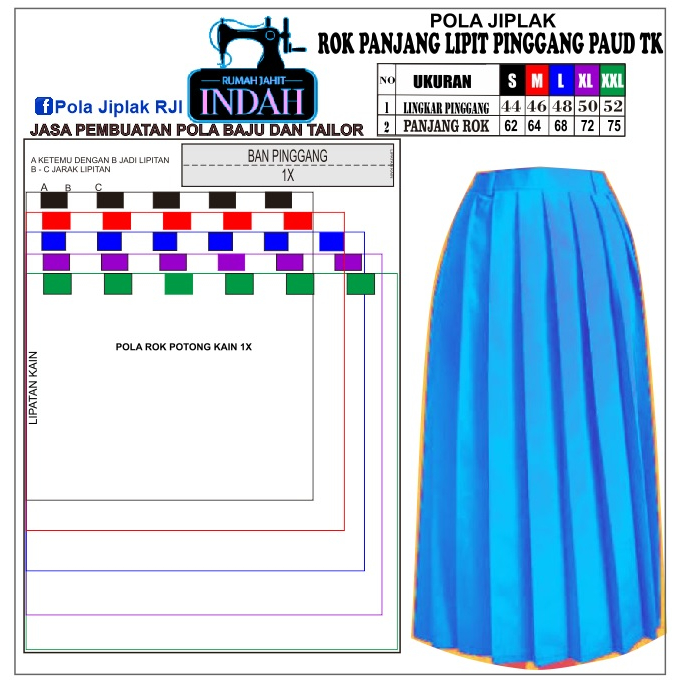 Jual Pola Rok Lipit PAUD TK POLA JIPLAK SERAGAM TK | Shopee Indonesia