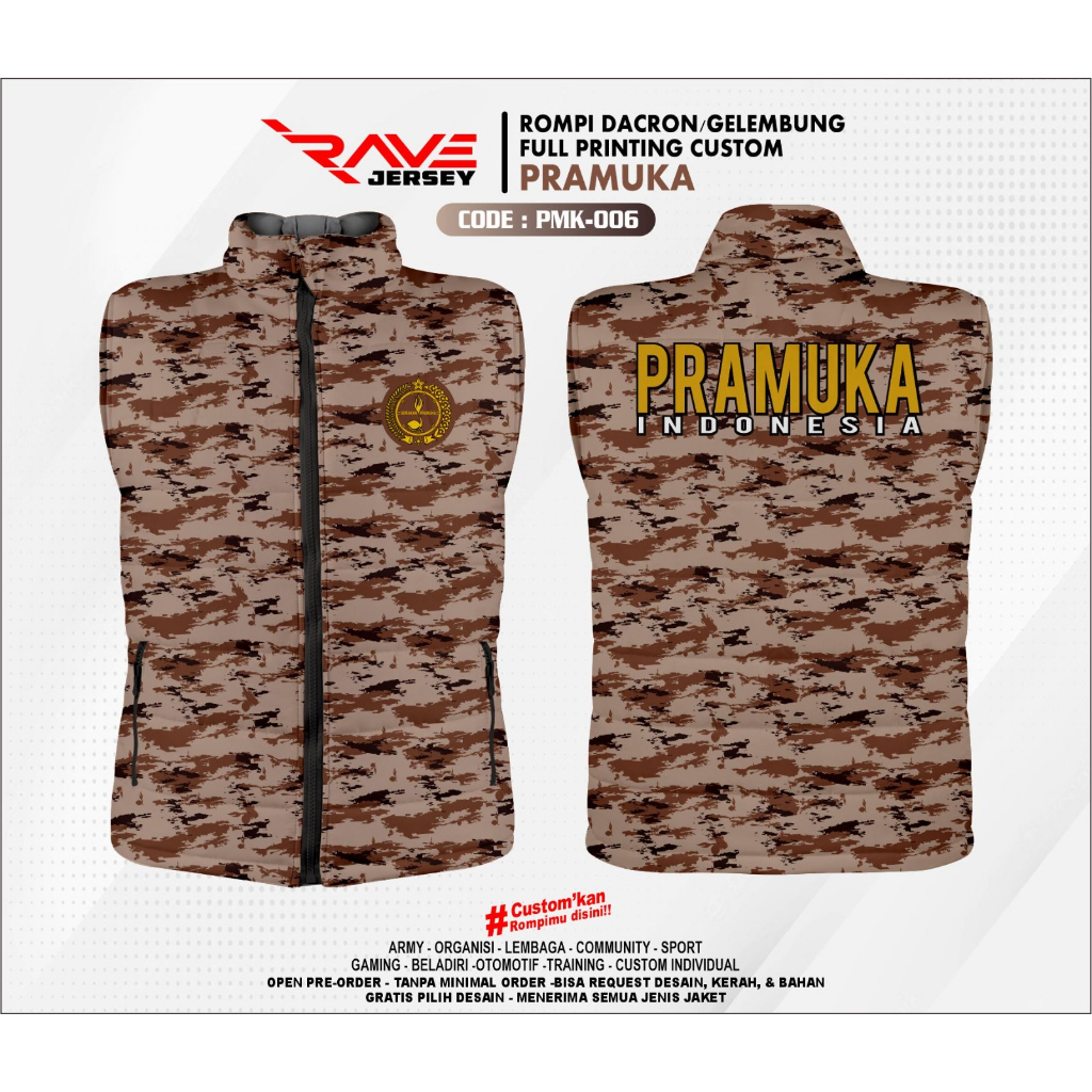 Jual ROMPI PUFFER/DACRON/GELEMBUNG PRAMUKA SESI 2 FULL PRINTING ...