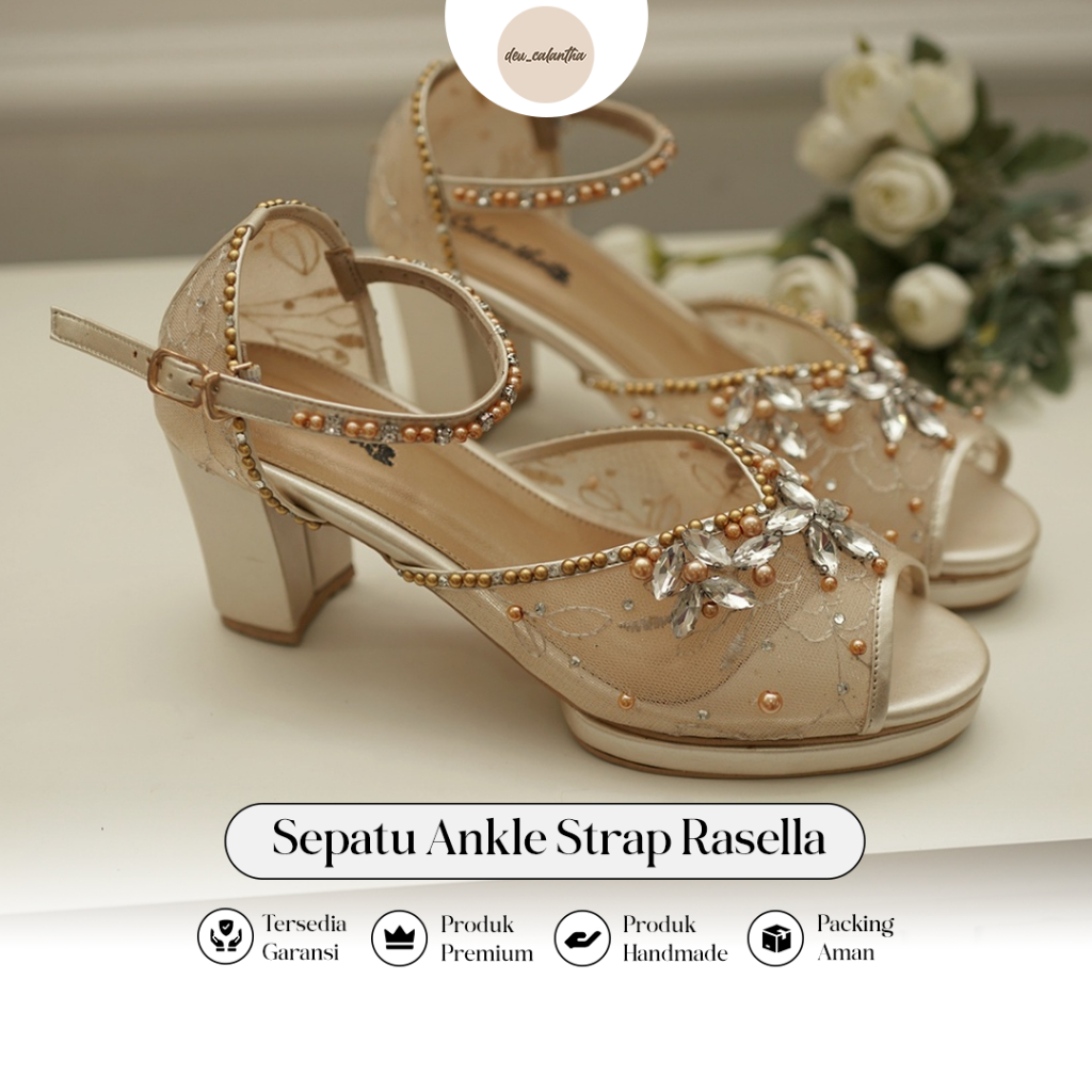 Jual Deu_Calantha Sepatu Pesta Wanita Wedding Shoes Selop Ankle Strap ...