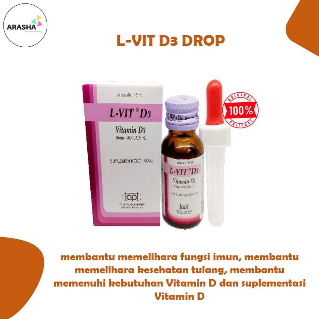 Jual L-VIT L VIT D3 DROPS BAYI BOTOL 15 ML Vitamin D3 Drops untuk bayi,Vitamin Tulang dan Tumbuh ...