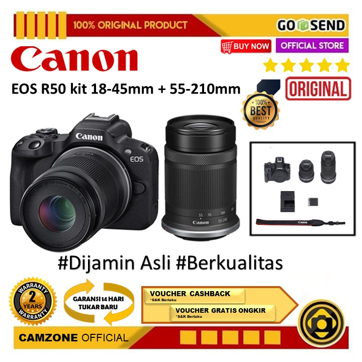 Jual Canon EOS R50 kit 18-45mm + 55-210mm Mirrorless Camera EOS R 50 ...