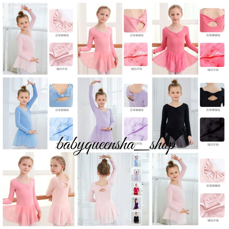 Jual B8086 baju ballet anak lengan panjang/kostum ballet lengan panjang ...