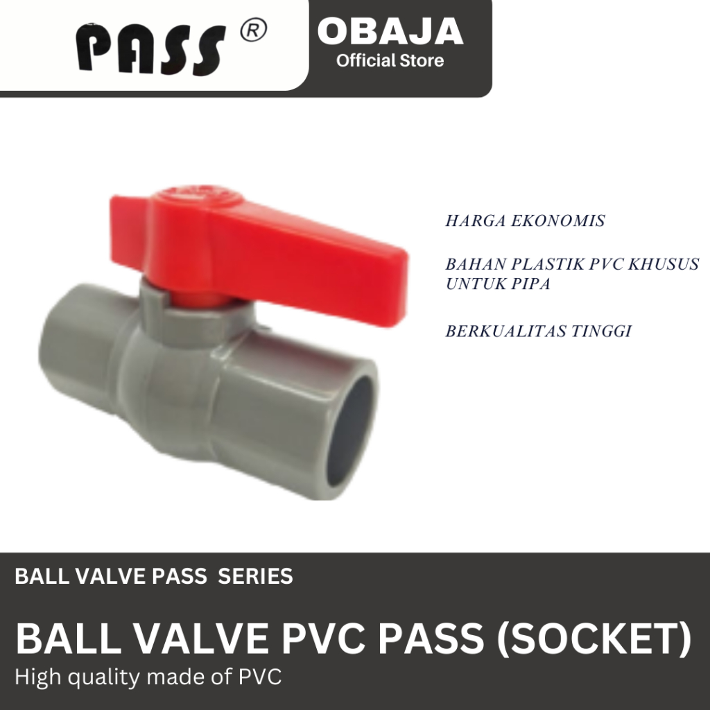 Jual Pass Ball Valve PVC SOCKET 1" PASS/ Stop Kran POLOS 1" PASS ...