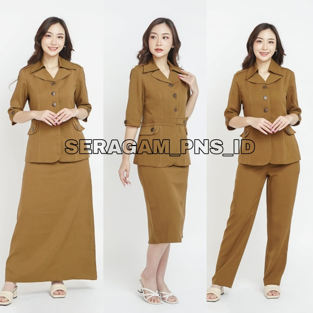Jual Setelan Blazer PNS ASN Seragam PNS Pemda Baju Dinas Setelan Jas PDH Lengan 6/8 Wanita ...