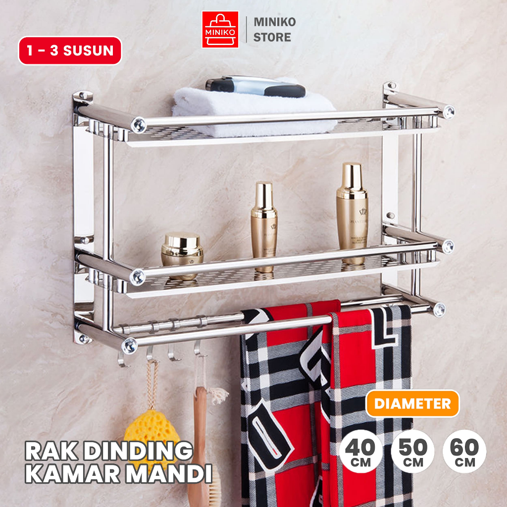 Jual Rak Kamar Mandi Tempel Dinding Stainless Steel Rak Sabun Handuk ...