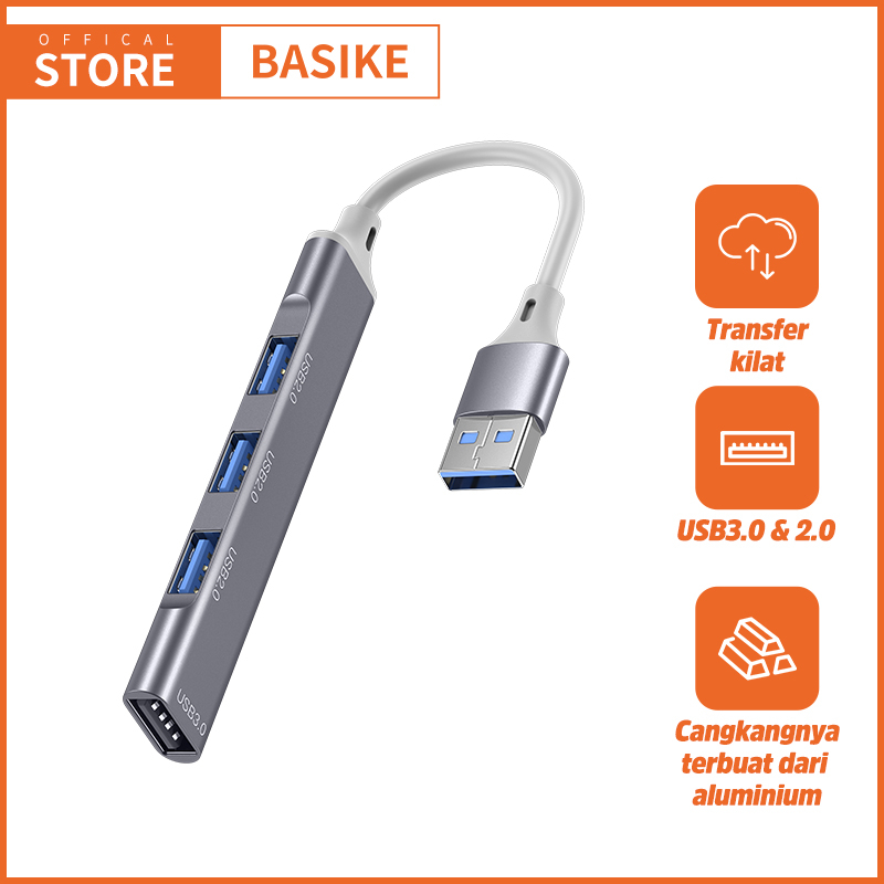 Jual BASIKE USB Hub 3.0 High Speed 5Gbps Card Reader OTG Type C USB 4 ...