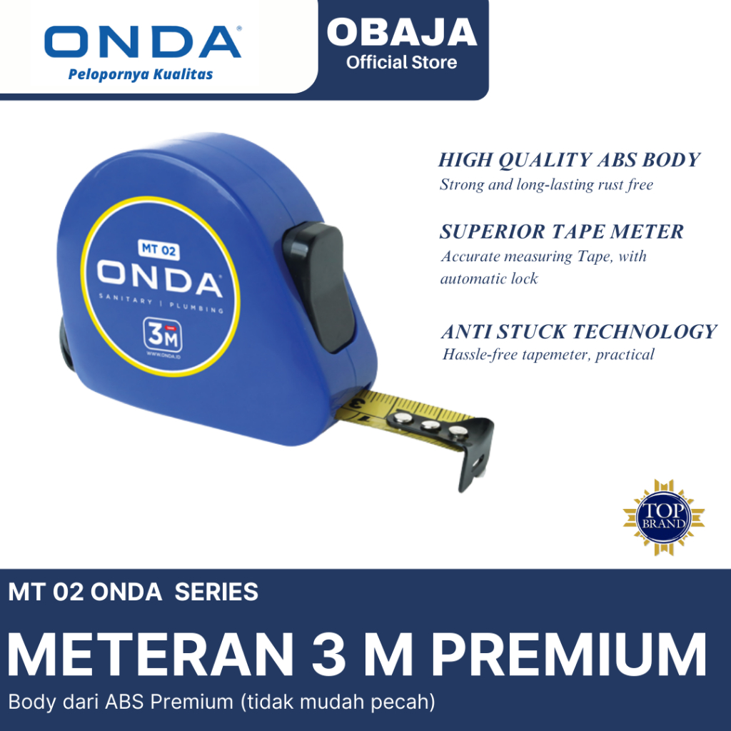 Jual Onda Meteran MT 02 3 Meter / Meteran 3 Meter MT 02 Onda ...