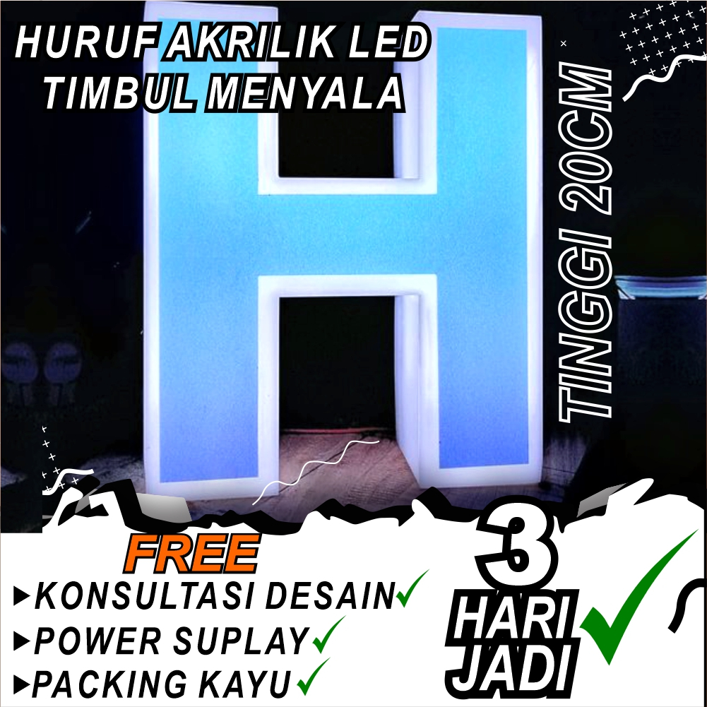 Jual PERHURUF Lampu Huruf timbul + LED Akrilik / acrylic / nyala / Led ...