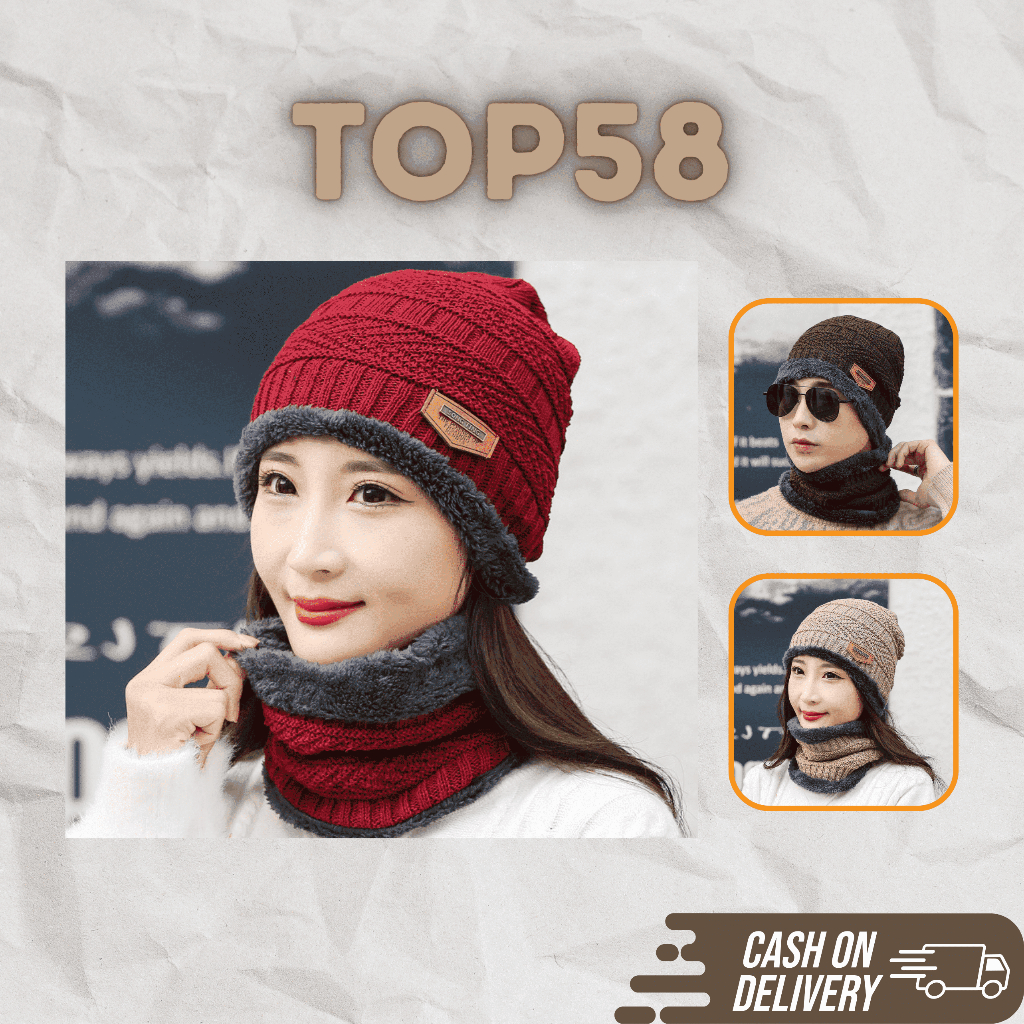 Jual DISKON BESAR BESARAN !! Topi Kupluk Rajut Set Topi dan Leher ...