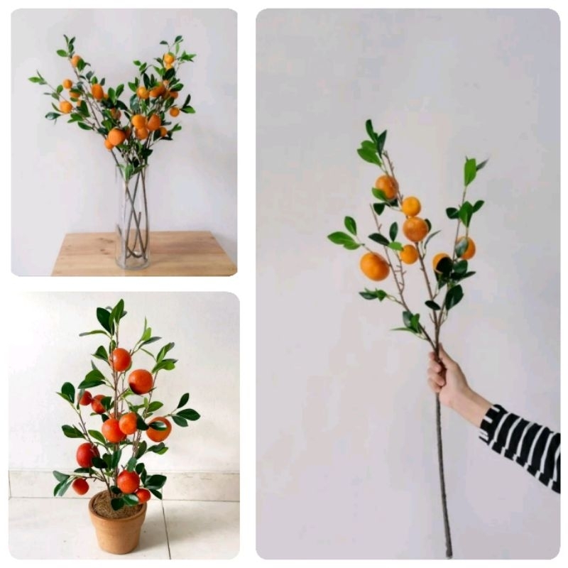 Jual Ranting buah apel jeruk delima cherry bunga hias artificial ...
