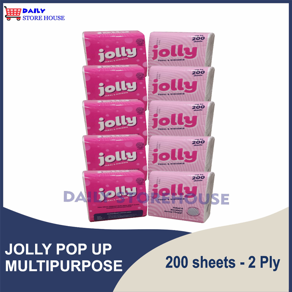 Jual Tissue Jolly Pop Up Multipurpose Isi 10 Pack 200 Sheets 2 Ply Tisu ...