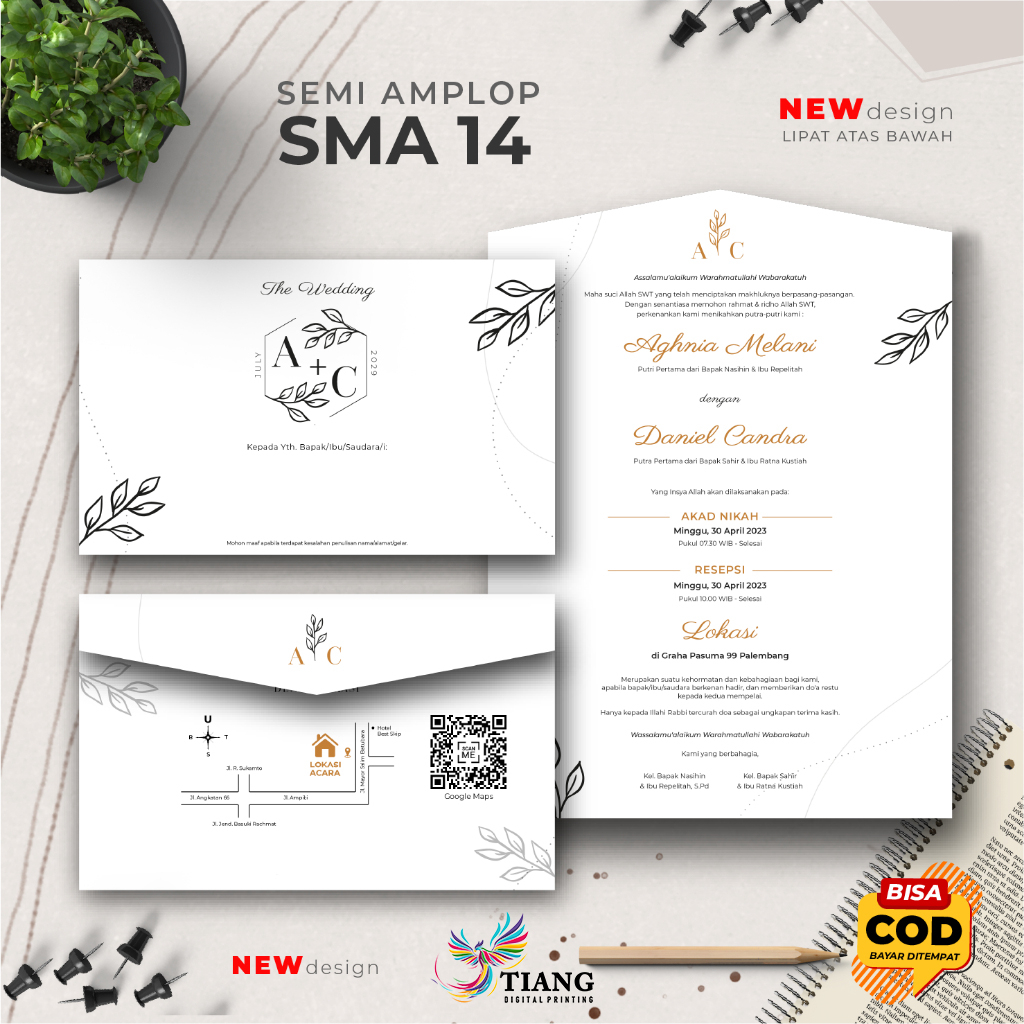 Jual SMA 14 || UNDANGAN NIKAH SIMPEL SEMI AMPLOP || UNDANGAN PERNIKAHAN ...