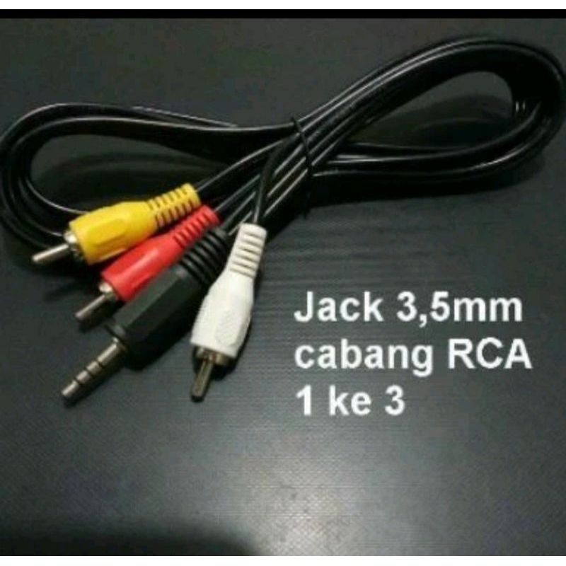 Jual KABEL RCA/HDMI STB ORIGINAL JACK 3.5 mm ke 3 cabang RCA male ...