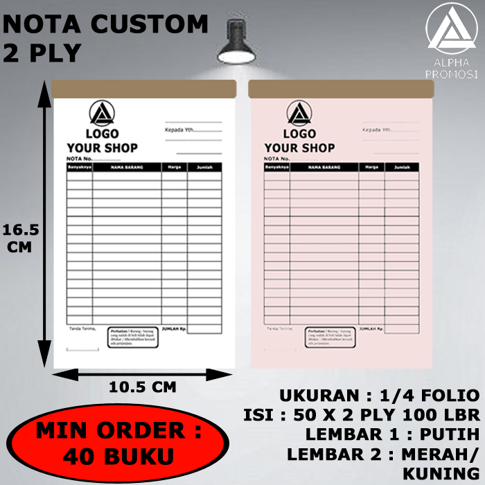 Jual Nota Custom 1/4 Folio 2 PLY Bahan NCR Murah Nota Olshop Dagang ...