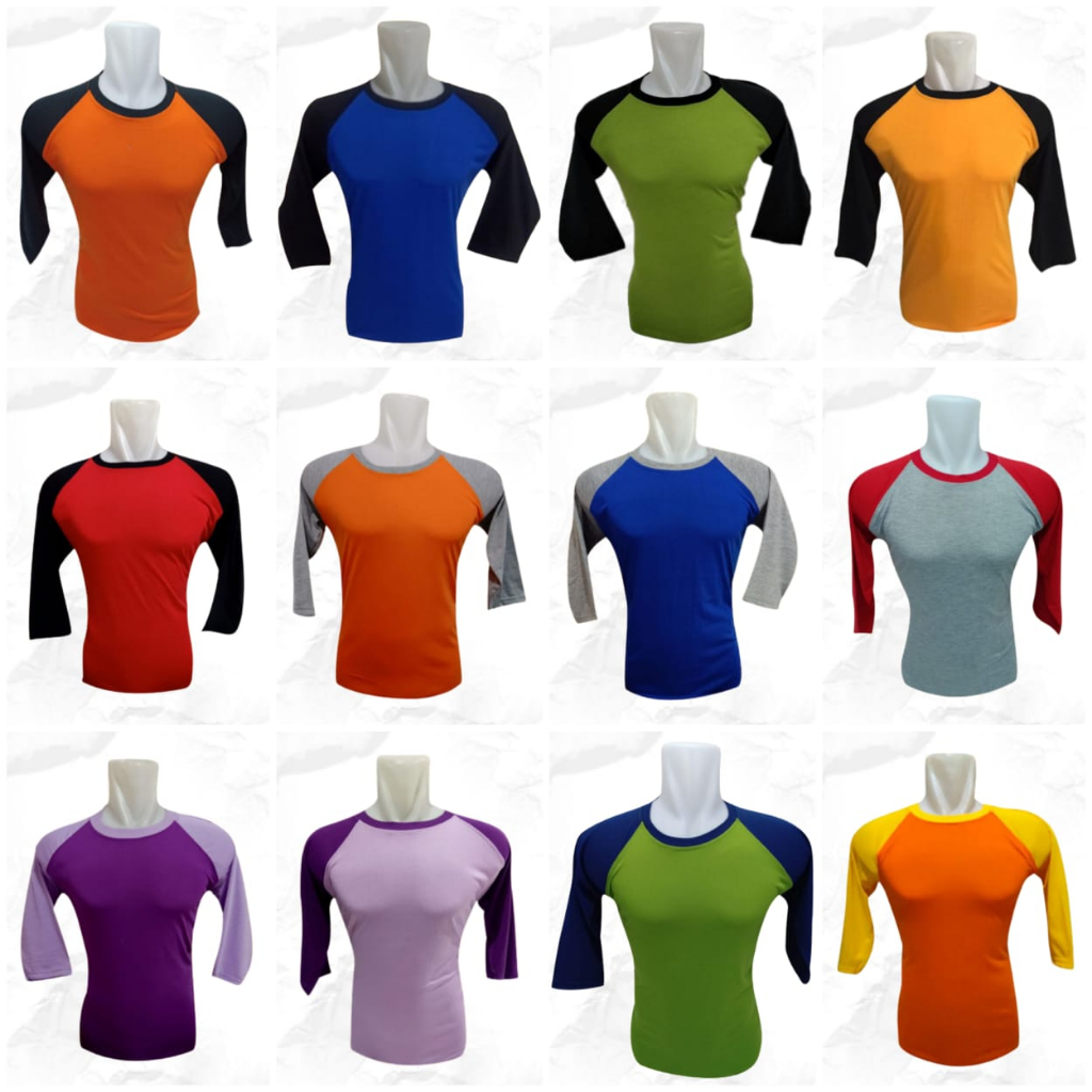 Jual 111 | Kaos Polos Raglan Lengan 3/4 | Shopee Indonesia