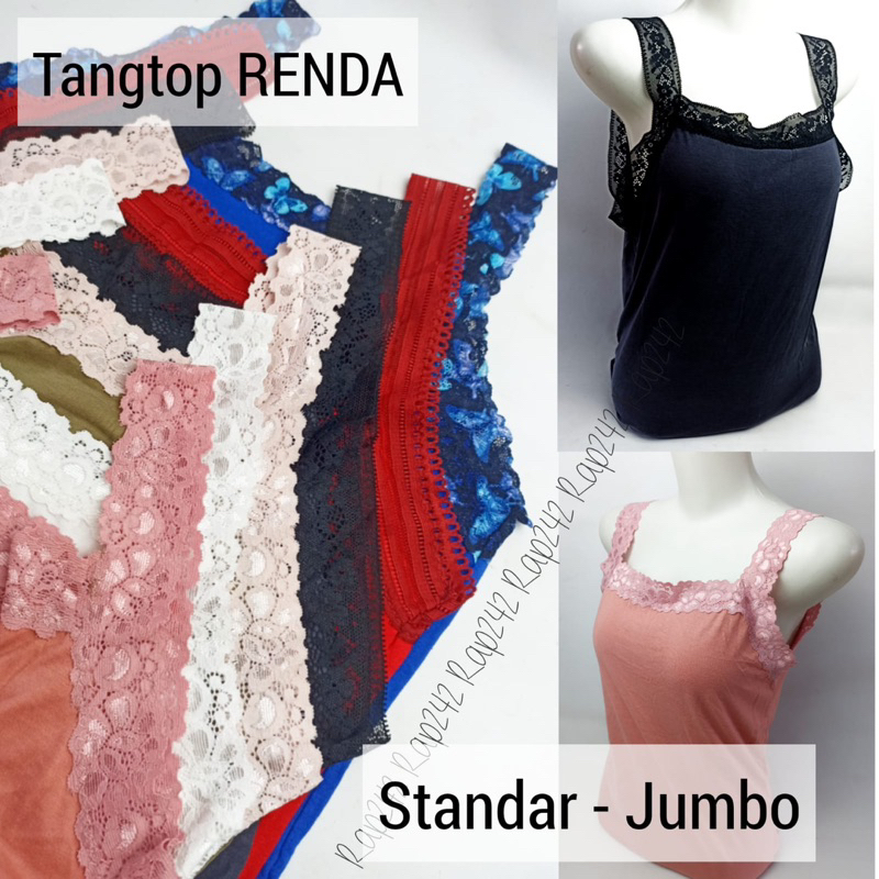 Jual Tangtop RENDA Wanita dewasa Standar L fit XL Jumbo fit XXL Singlet ...