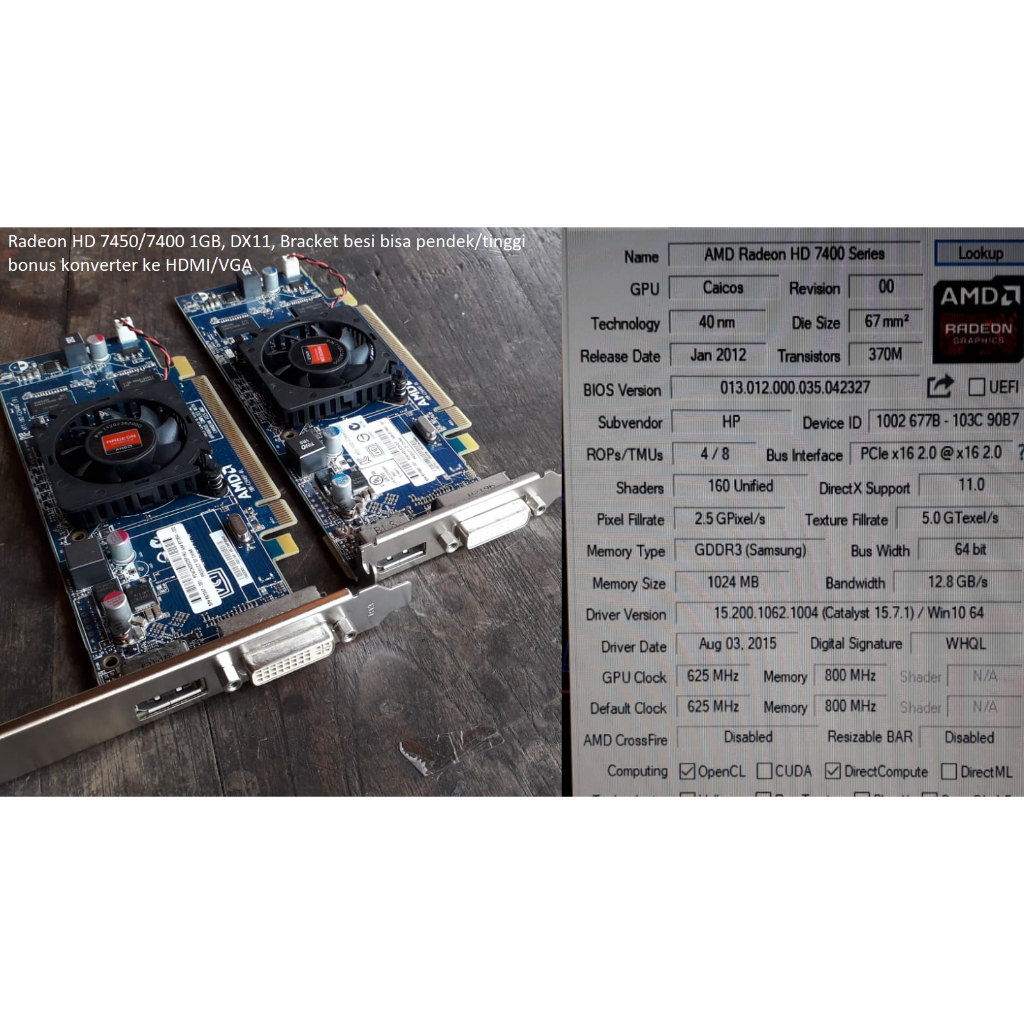 Jual VGA radeon hd 7400 radeon hd 7450 hd 8490 hd 6450 valorant PUBG ...