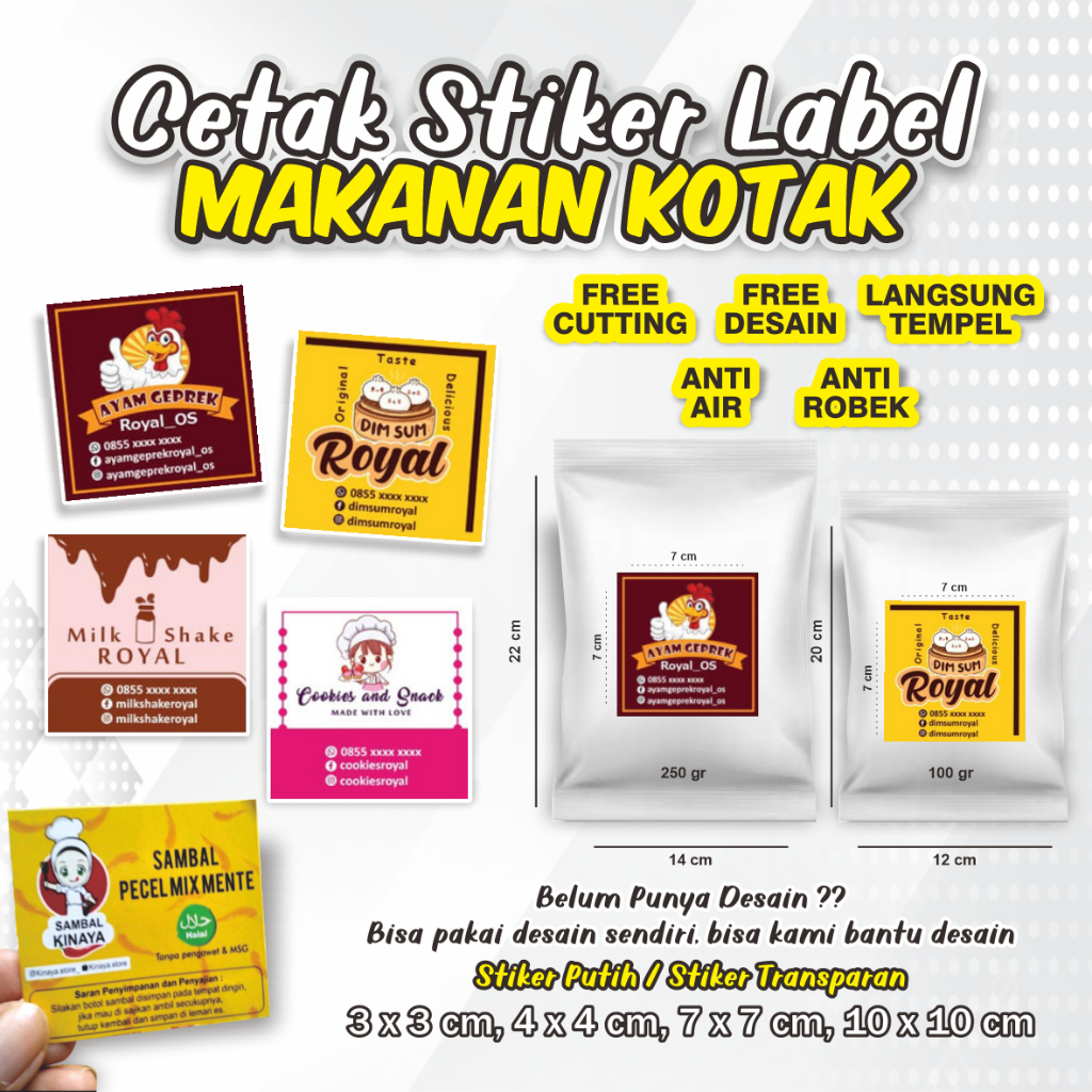Jual CETAK STIKER LABEL MAKANAN / MINUMAN KOTAK | Shopee Indonesia