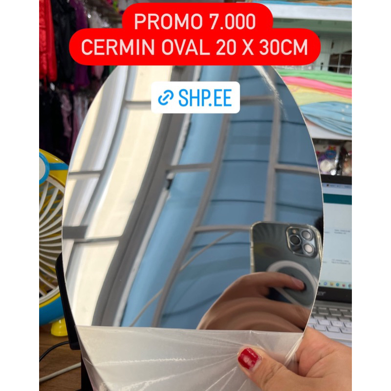 Jual (PAP) CERMIN OVAL 20 X 30CM / STIKER CERMIN OVAL 3D DINDING Kaca ...