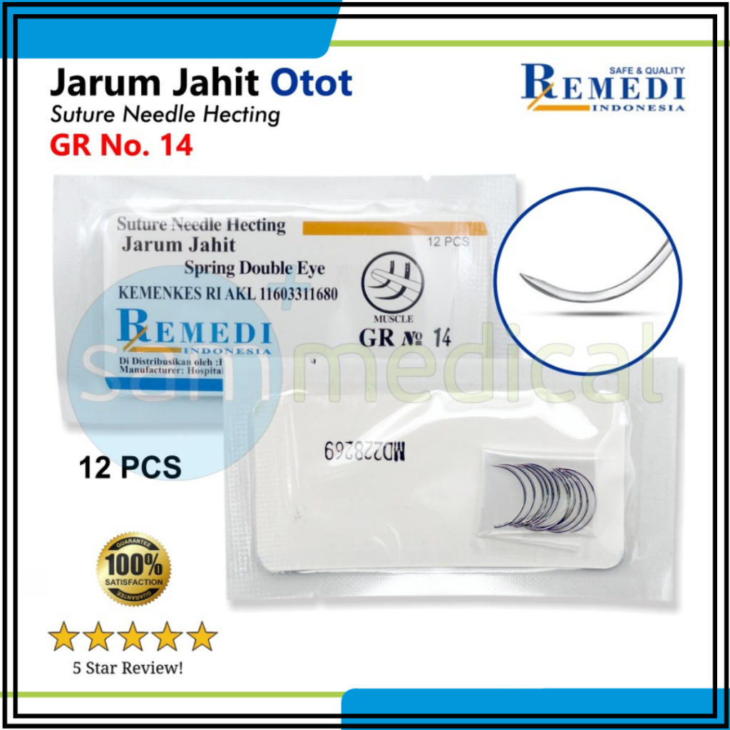 Jual Remedi Jarum Jahit OTOT / Suture Needle Hecting Muscle isi 12pcs ...