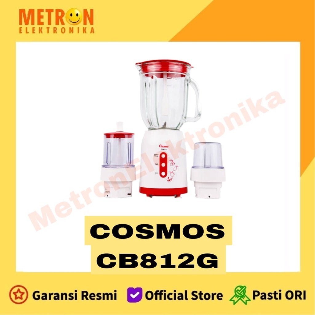 Jual COSMOS CB 812 G / BLENDER GELAS KACA 2 LT + 2 MILL BASAH DAN ...