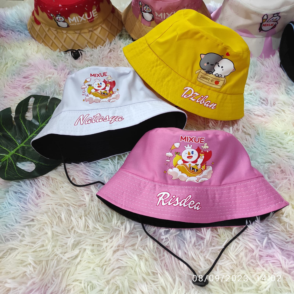 Jual Topi bucket anak Dino cute Unicorn Mixue dan Spiderman untuk usia ...