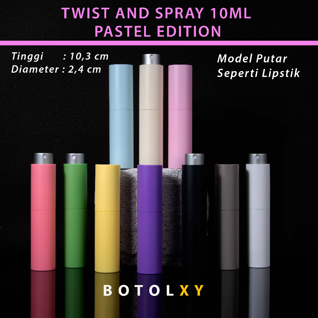 Jual Botol Parfum Twist and Spray 10ml PASTEL Edition - Mini Travel ...