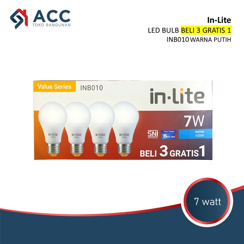 Jual INLITE INB010 VALUE SERIES LED BULB 5W 7W 9W 12W 15W 18W PAKET ...