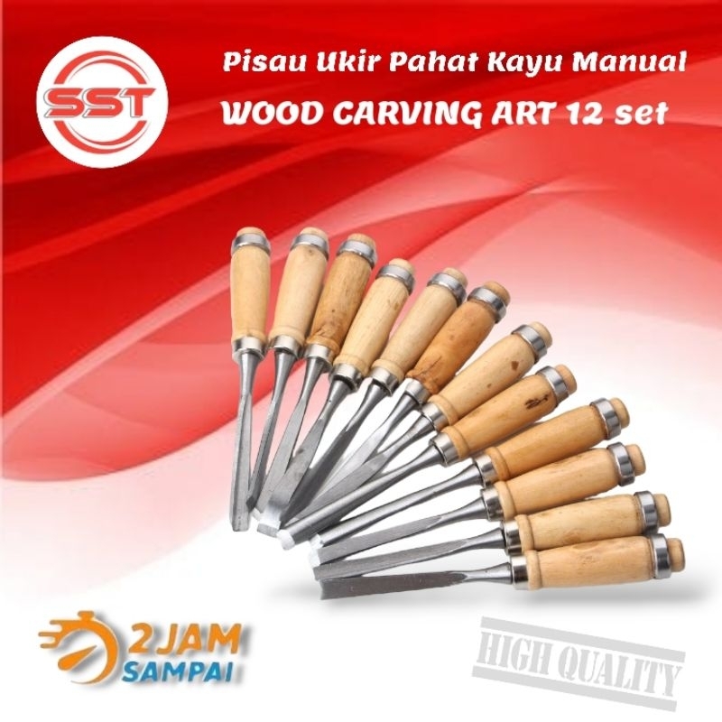 Jual Pisau Ukir Pahat Kayu 12 set Wood Carving art chisel Ukir pahat 12 ...