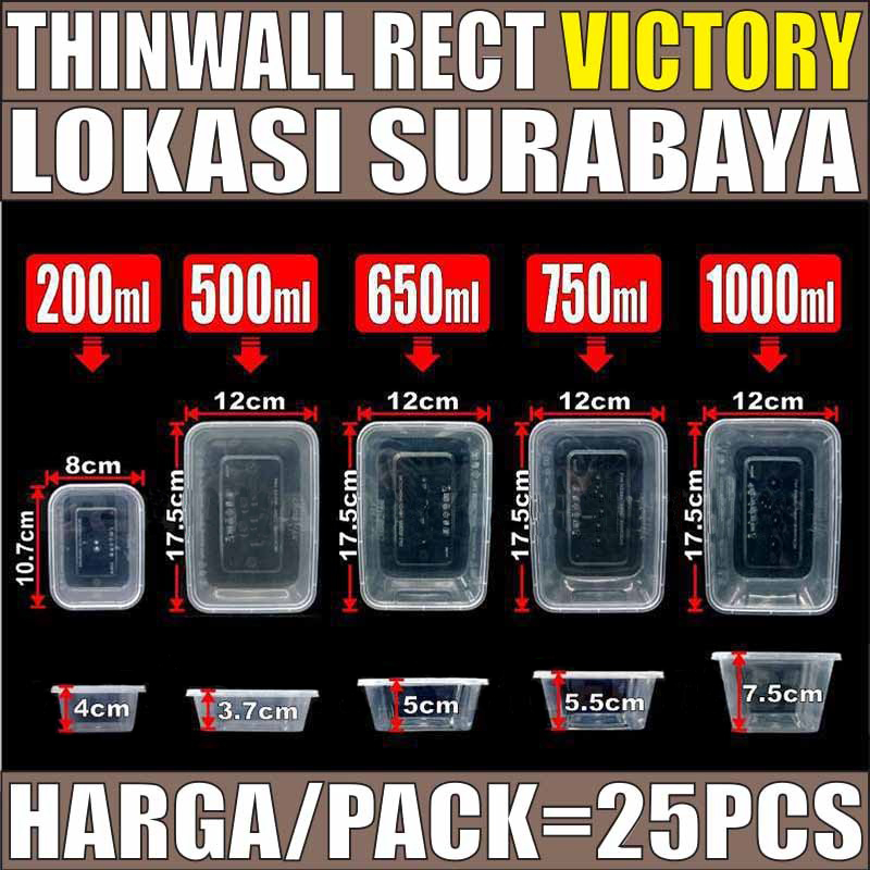 Jual Thinwall Rect 200ml 250 ml 500ml 650ml 750ml 1000ml Pack Kotak ...