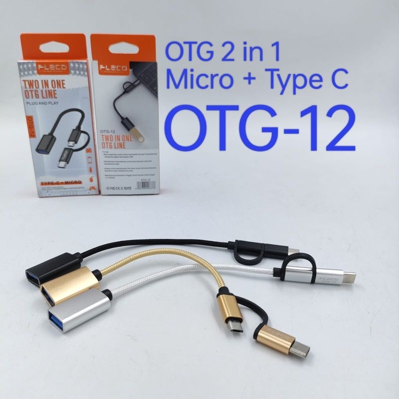 Jual OTG Fleco OTG 12 Micro USB dan Type C Converter OTG 2 in 1 ...
