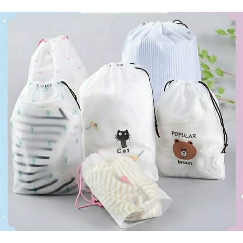 Jual Travel pouch serut transparan serbaguna 3 ukuran | Shopee Indonesia