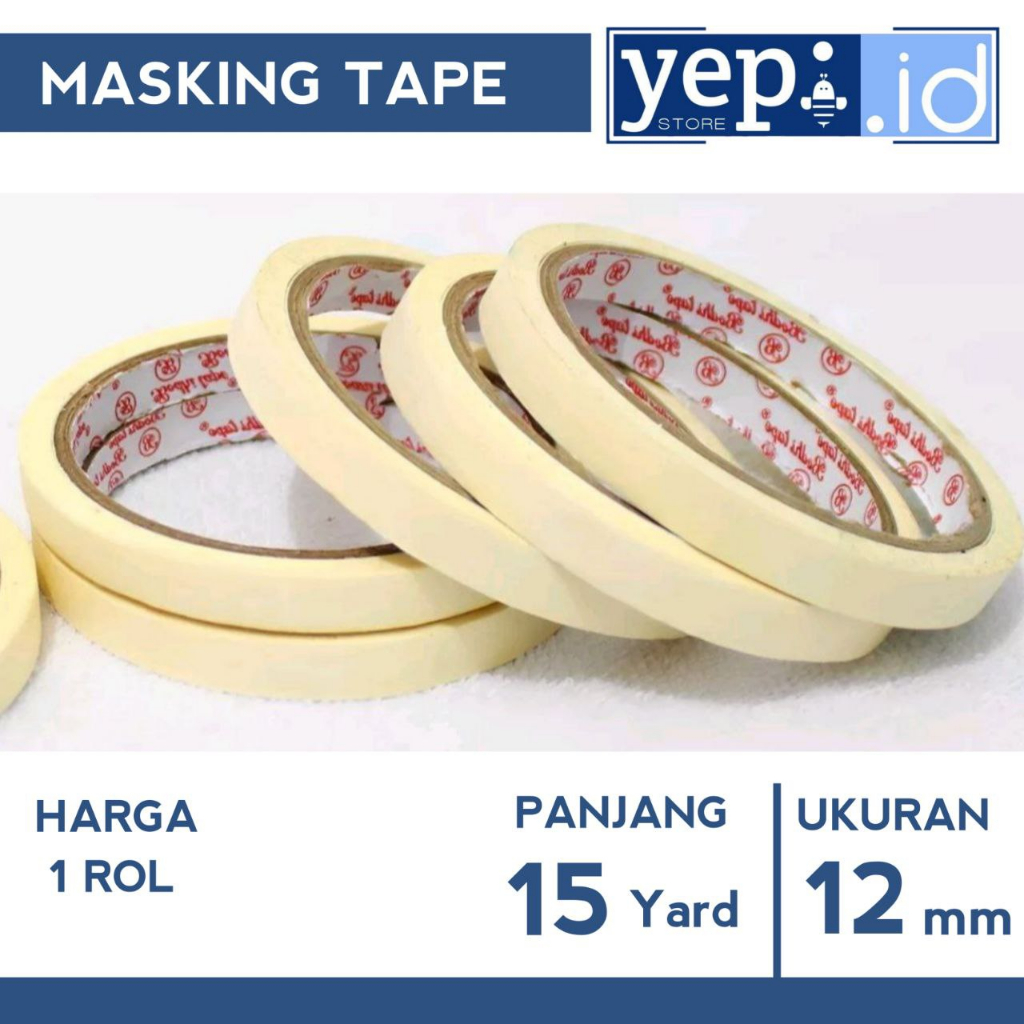 Jual Lakban Kertas Putih / Masking Tape 12 MM x 15 YARD / Selotip Kertas - Yepi.idd | Shopee ...