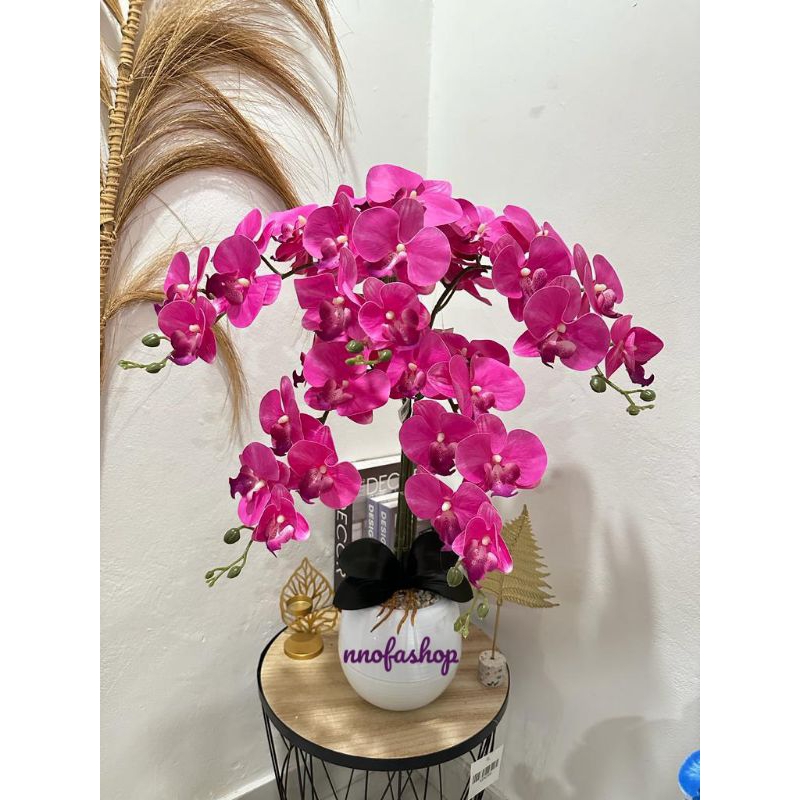 Jual Bunga anggrek cabang 5 super rimbun dengan vas bola | Shopee Indonesia
