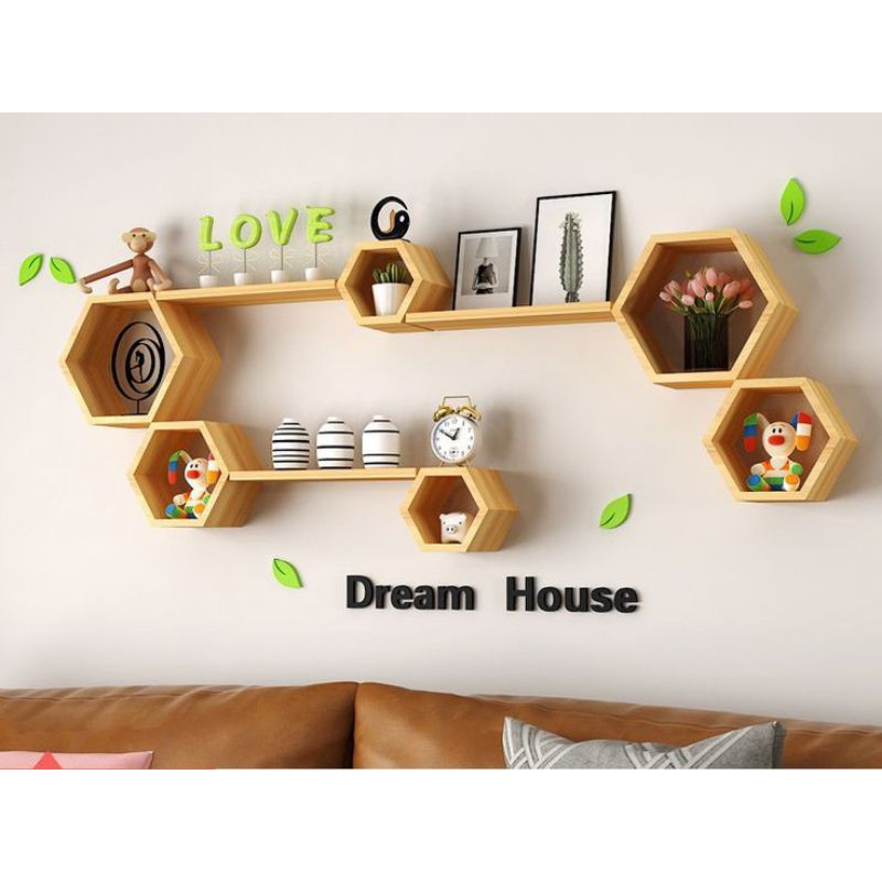 Jual rak dinding paket hexagonal sesuai foto hiasan dinding dekorasi ...
