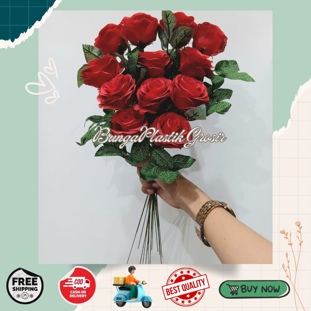 Jual Bunga Mawar Rose Tropis Cabang 1 / 1 Lusin RT1 | Shopee Indonesia