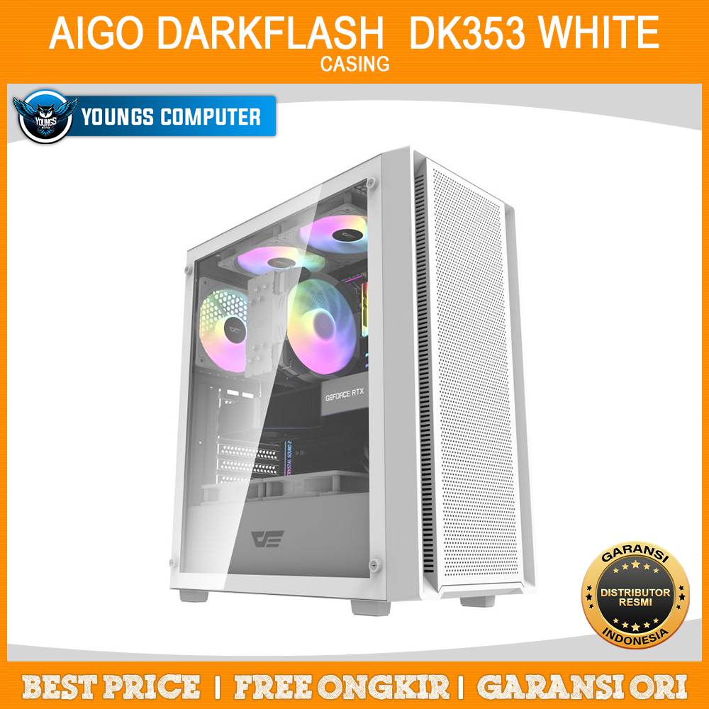Jual CASING AIGO DARKFLASH DK353 WHITE - ATX PC CASE | Shopee Indonesia