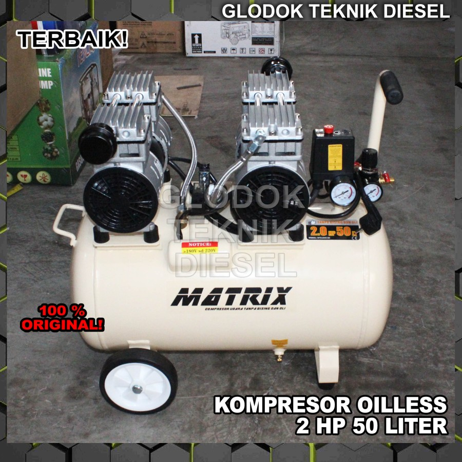 Jual Kompresor Oilless 2 HP 50 Liter L 1500 Watt Tanpa Oli Oil Less ORIGINAL | Shopee Indonesia