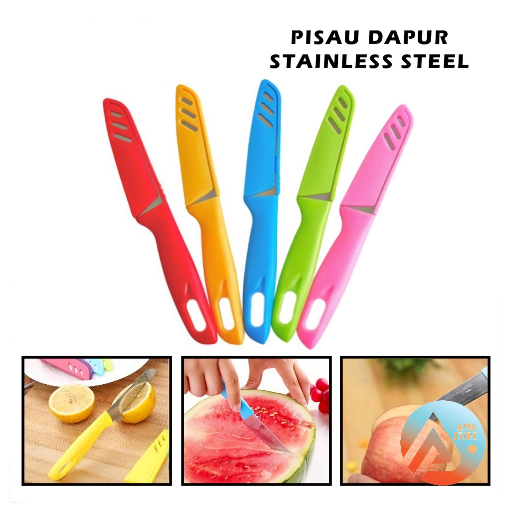 Jual CL Pisau Buah Dapur Stainless Dengan Sarung Alat Kupas Mini Potong ...