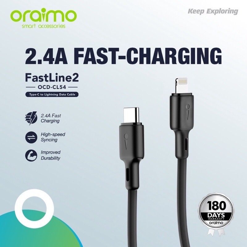 Jual Kabel data ORAIMO OCD CL54 typeC to lightning fast charging 2.4A ...