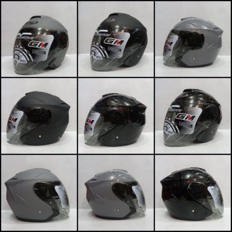Jual Helm GM Fury Double Visor Half Face Solid | Shopee Indonesia