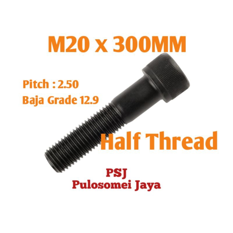 Jual Baut L Baja M20 x 300 / Socket Head Kunci L Grade 12.9 / HT ...