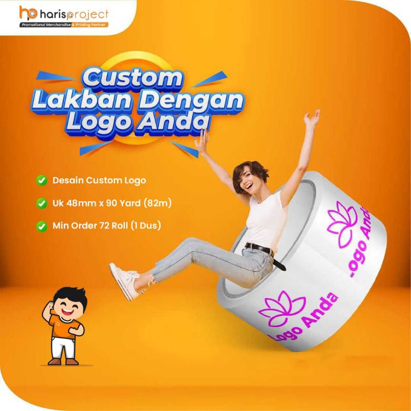 Jual Custom Lakban Dasaran Bening 1 Warna Logo 72Pcs | Shopee Indonesia