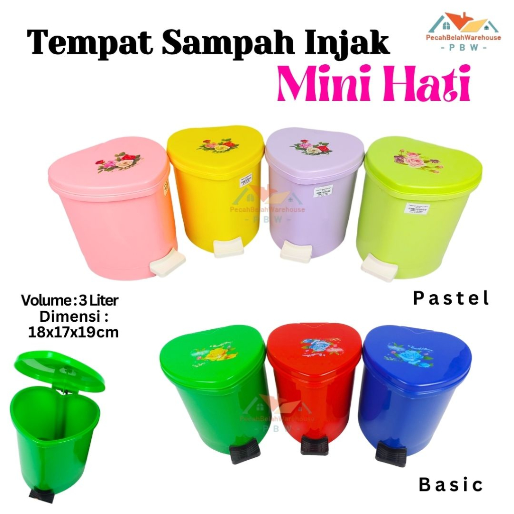 Jual Tempat sampah mini 3L/tempat sampah mini injak hati/tempat sampah ...