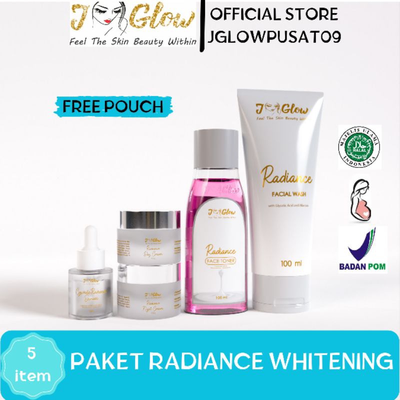 Jual Jglow Skincare Paket Radiance/paket whitening untuk kulit normal, kering , berminyak ...