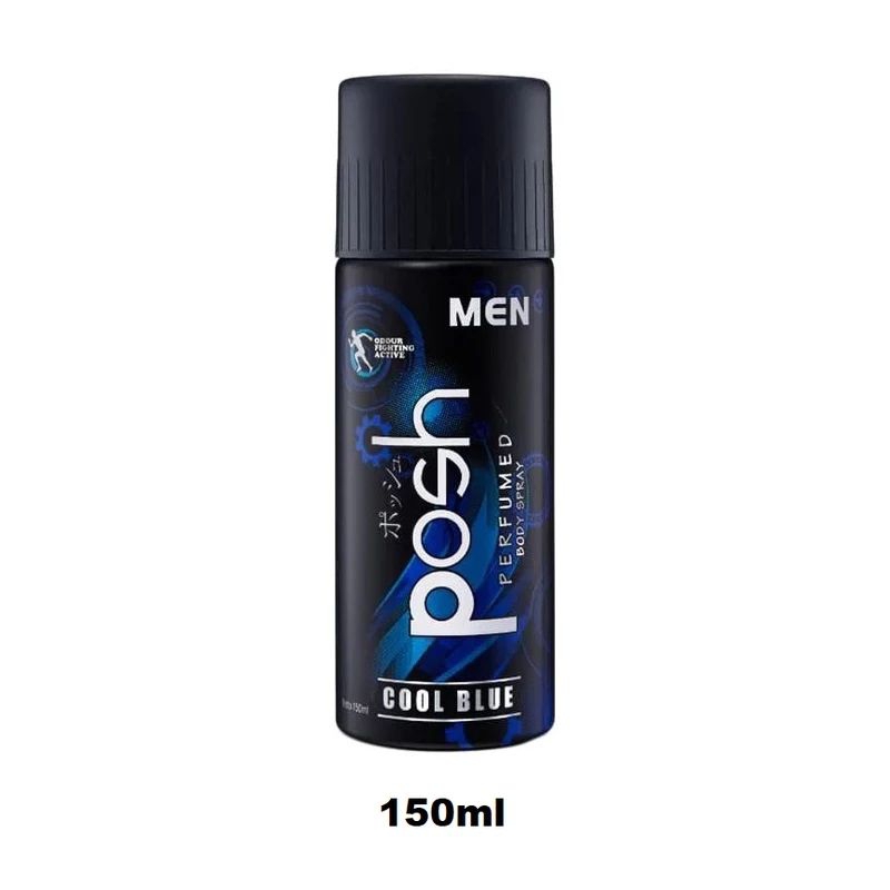 Jual Posh men perfumed body spray cool blue 150ml | Shopee Indonesia