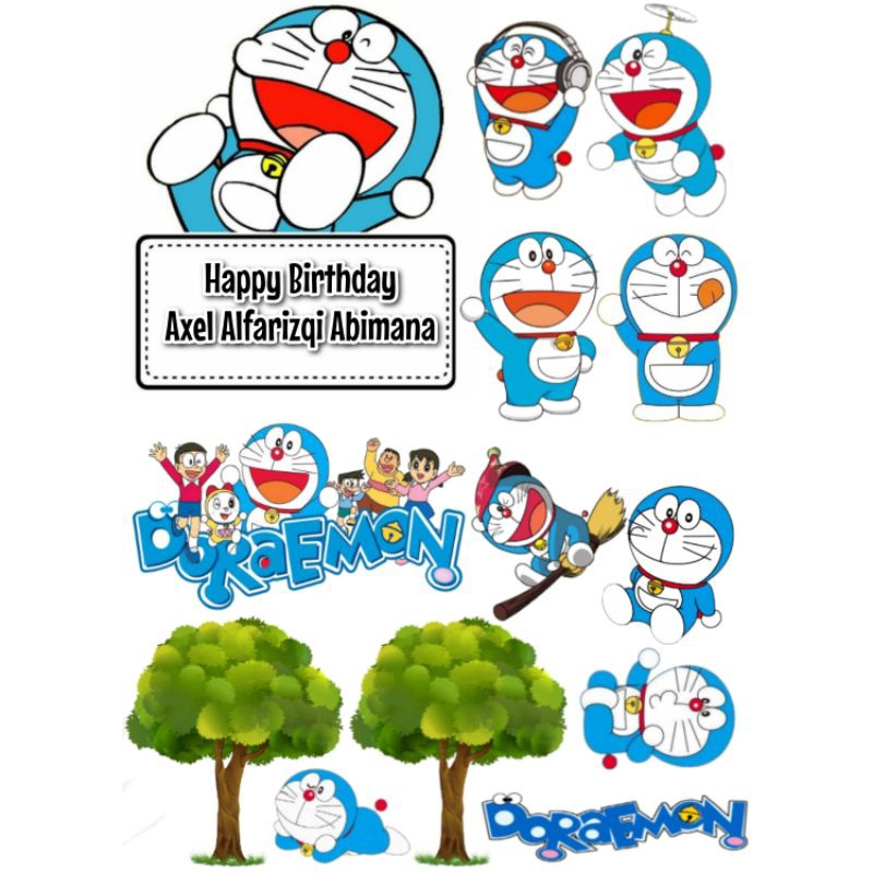 Jual Topper cake kue doraemon free nama dan ucapan | Shopee Indonesia